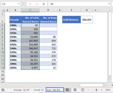 Excel SUM Formula Add Numbers Together