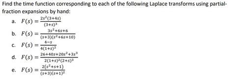 solved find the time function corresponding to each of the