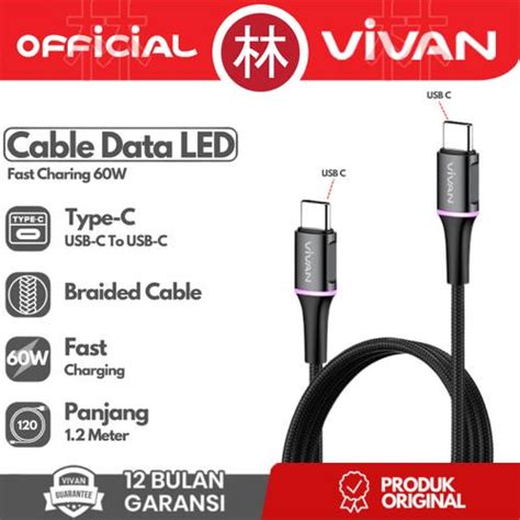 Promo Vivan Vdcc Usb C To Usb C Led Kabel Data Cable W Fast Charging Jakarta Barat Liem