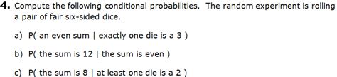 Solved Compute The Following Conditional Probabilities Chegg