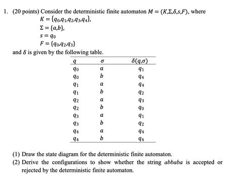 solved 20 points consider the deterministic finite