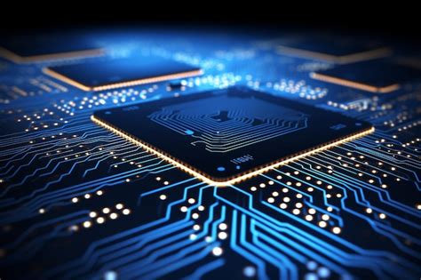 Microchip Background With Glowing Circuit Lines Premium Ai Generated Image