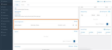 add edit or delete a route assignment from the customer profile web