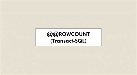SQL ROWCOUNT Alles über SQL Formeln