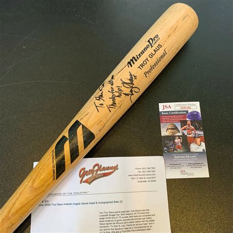 Troy Glaus Signed Game Used Baseball Bat With Jsa Coa Autographia