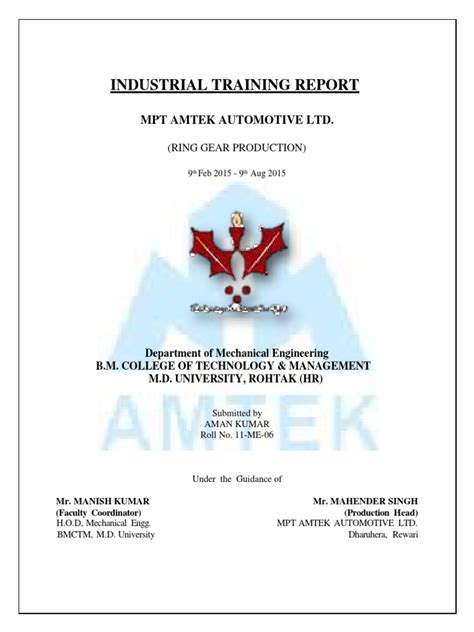 Amtek Training Report 3 New Pdf Numerical Control Welding