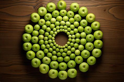 Premium Photo Green Apples Arranged In A Fibonacci Spiral On A Wooden Table