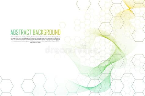 Abstract Gradient Wavy Lines Background With Hexagonal Lines Vector