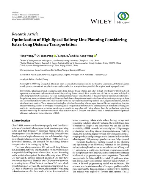 Pdf Optimization Of High Speed Railway Line Planning Considering Extra Long Distance