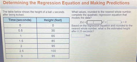 Solved Determining The Regression Equation And Making Predictions The Table Below Shows The