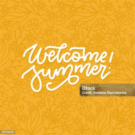 웰컴 여름 글자를 곁들인 플로럴 배경 아름다운 선형 손 그린 벡터 일러스트레이션 인사말 카드 및 계절 장식을위한 템플릿 0명에 대한 스톡 벡터 아트 및 기타 이미지 Istock