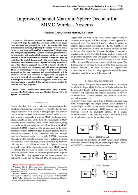 PDF Improved Channel Matrix In Sphere Decoder For MIMO Wireless Systems