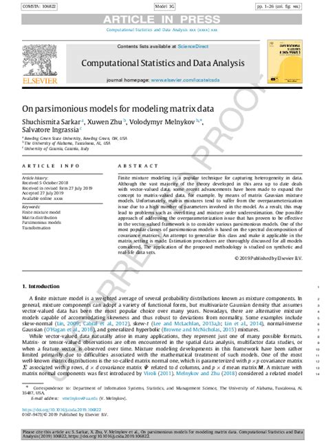 Pdf On Parsimonious Models For Modeling Matrix Data