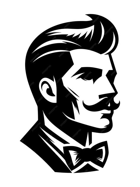 Plantilla De Logotipo De Barbería Vintage Con Cabeza De Hombre Con