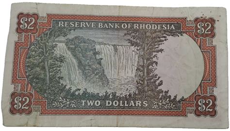 Africa Rare Rhodesia Dollar Two Dollar Banknote Rhodes Watermark For Sale In