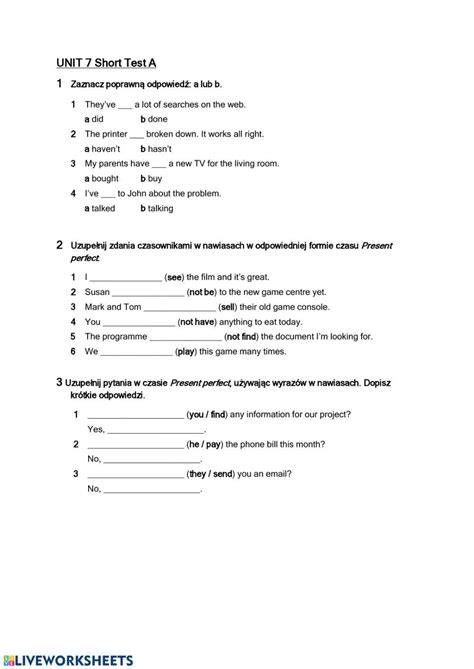 English Class A1 Liveworksheets