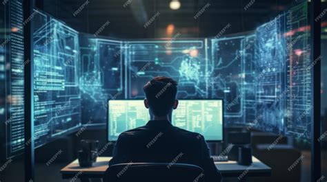 Premium Ai Image Man Programmer And Coding For Networking Malware Or
