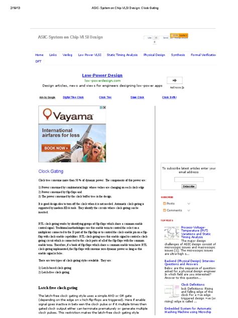 Asic System On Chip Vlsi Design Clock Gating Pdf System On A Chip