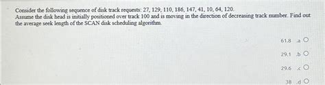 solved consider the following sequence of disk track