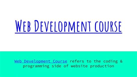 Ppt Web Development Course Powerpoint Presentation Free Download