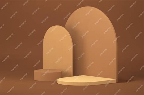 베이지색 파스텔 3d 연단 받침대는 화장품 쇼 프리젠테이션 실제 벡터 일러스트레이션을 위해 모형으로 제작되었습니다 쇼핑