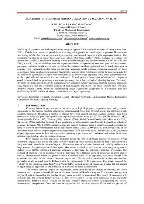 Pdf Algorithm For Container Terminal Expansion By Marginal Approach