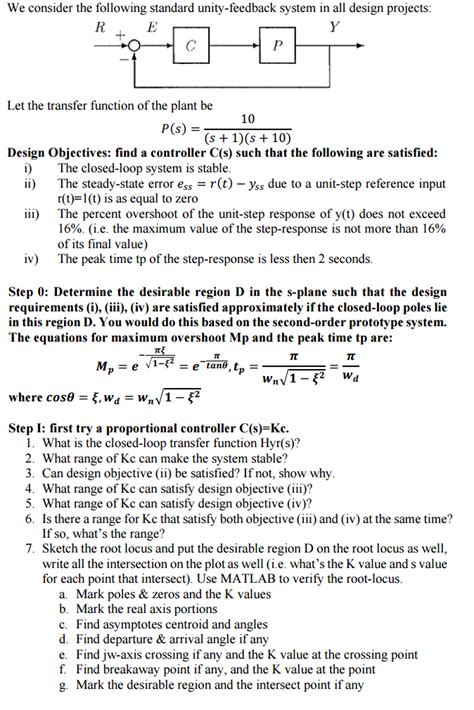 Solved We Consider The Following Standard Unity Feedback Chegg