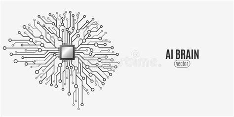 glowing cyber brain with cpu for neural networks design artificial