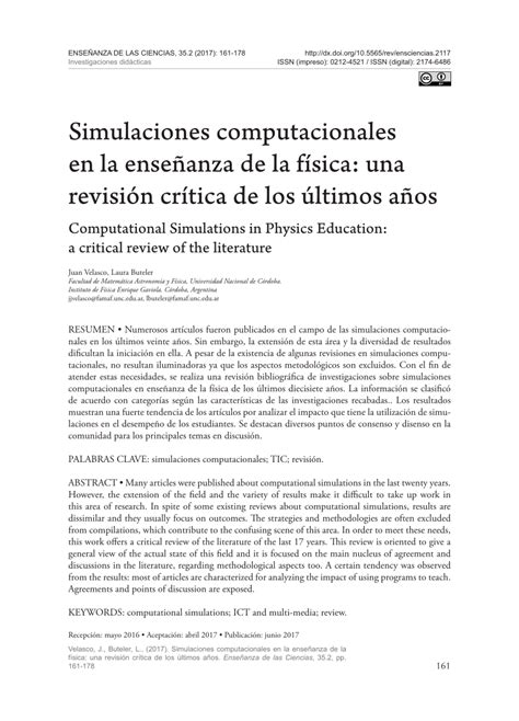 Pdf Computational Simulations In Physics Education A Critical Review Of The Literature