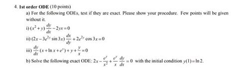 solved 4 1 st order ode 10 points a for the following