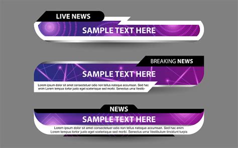 브로드캐스트 뉴스 하부 제3자 템플릿 레이아웃 디자인 배너의 컬렉션 벡터 설정 로어 서드에 대한 스톡 벡터 아트 및 기타 이미지