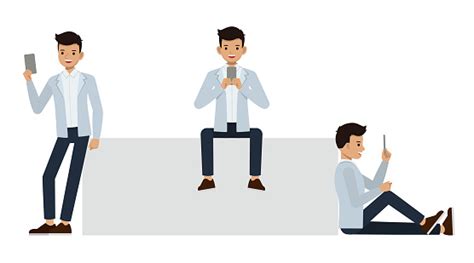 아시아 사업가는 파란색 정장 캐릭터 벡터 디자인을 착용합니다 다양한 액션으로 프리젠 테이션 감독에 대한 스톡 벡터 아트 및 기타 이미지 Istock