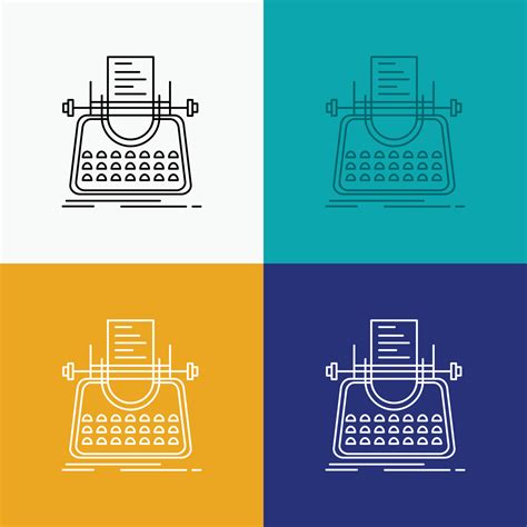 Article Blog Story Typewriter Writer Icon Over Various Background Line Style Design