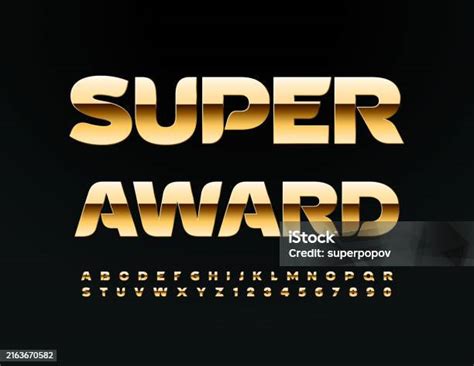 벡터 황금 아이콘 슈퍼 어워드 프리미엄 알파벳 문자와 숫자 세트 1위에 대한 스톡 벡터 아트 및 기타 이미지 1위