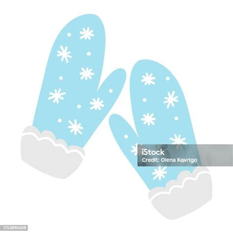 따뜻한 겨울 파란 장갑 겨울 디자인을 위한 귀여운 손으로 그린 요소 춥고 서리가 내린 날씨를 위한 모직 또는 니트 벙어리 장갑은 흰색 배경에 격리되어 있습니다 0명에 대한