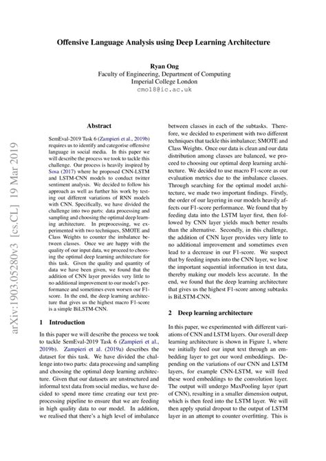 Offensive Language Analysis Using Deep Learning Architecture Deepai