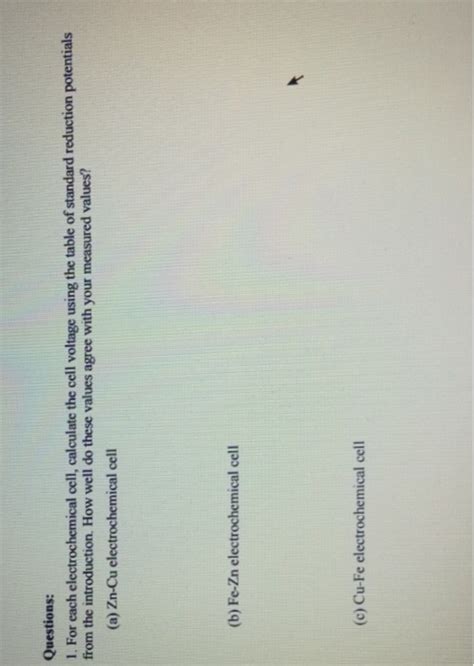 Solved Calculate The Cell Voltage How Do These Agree With Chegg Com