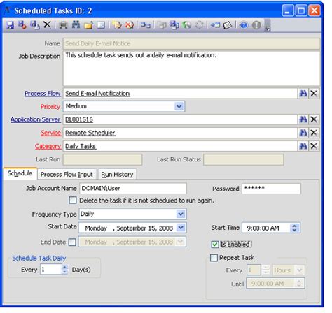 about the scheduled tasks form aptify support