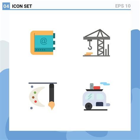 Stock Vector Icon Pack Of 4 Line Signs And Symbols For Book Construction Contacts Telephone