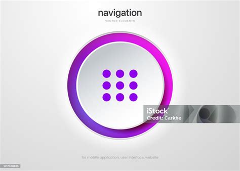 3d 웹 사이트 탐색 햄버거 메뉴 아이콘 버튼 둥근 원 누름 버튼이있는 플랫 웹 사이트 메뉴 아이콘 Ui Ux 디자인 요소의