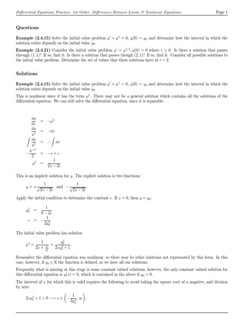 1 St Order Differences Between Linear Nonlinear Equations Pdf