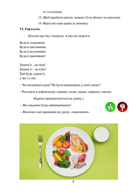 Урок з предмета ЯДС 1 клас Корисна їжа яка вона Конспект ЯДС