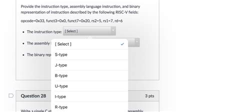 Provide The Instruction Type Assembly Language
