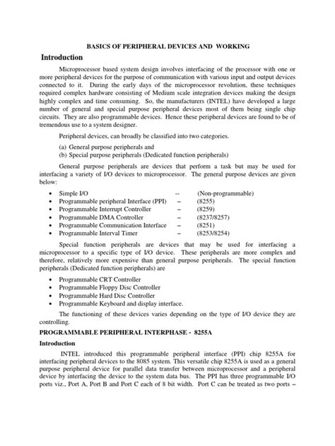Basics Of Peripheral Devices And Working Pdf Input Output Central