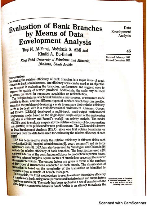 Pdf Evaluation Of Bank Branches By Means Of Data Envelopment Analysis