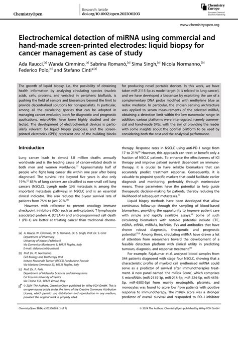 Pdf Electrochemical Detection Of Mirna Using Commercial And Hand‐made Screen‐printed