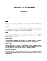 CS631 DBMS Assignment 1 Pdf CS 631 DATA MGT SYSTEMS DESIGN Assignment