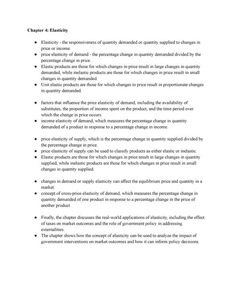 ECON Chapter ECON Notes For Ch Chapter Elasticity Elasticity The Studocu