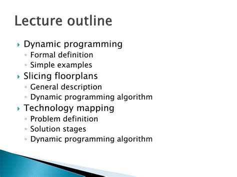 Ppt Lecture 6 Dynamic Programming Slicing Floorplans And Technology Mapping Powerpoint