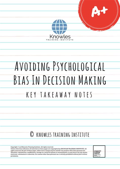 Avoiding Psychological Bias In Decision Making Training Course In Singapore Knowles Training